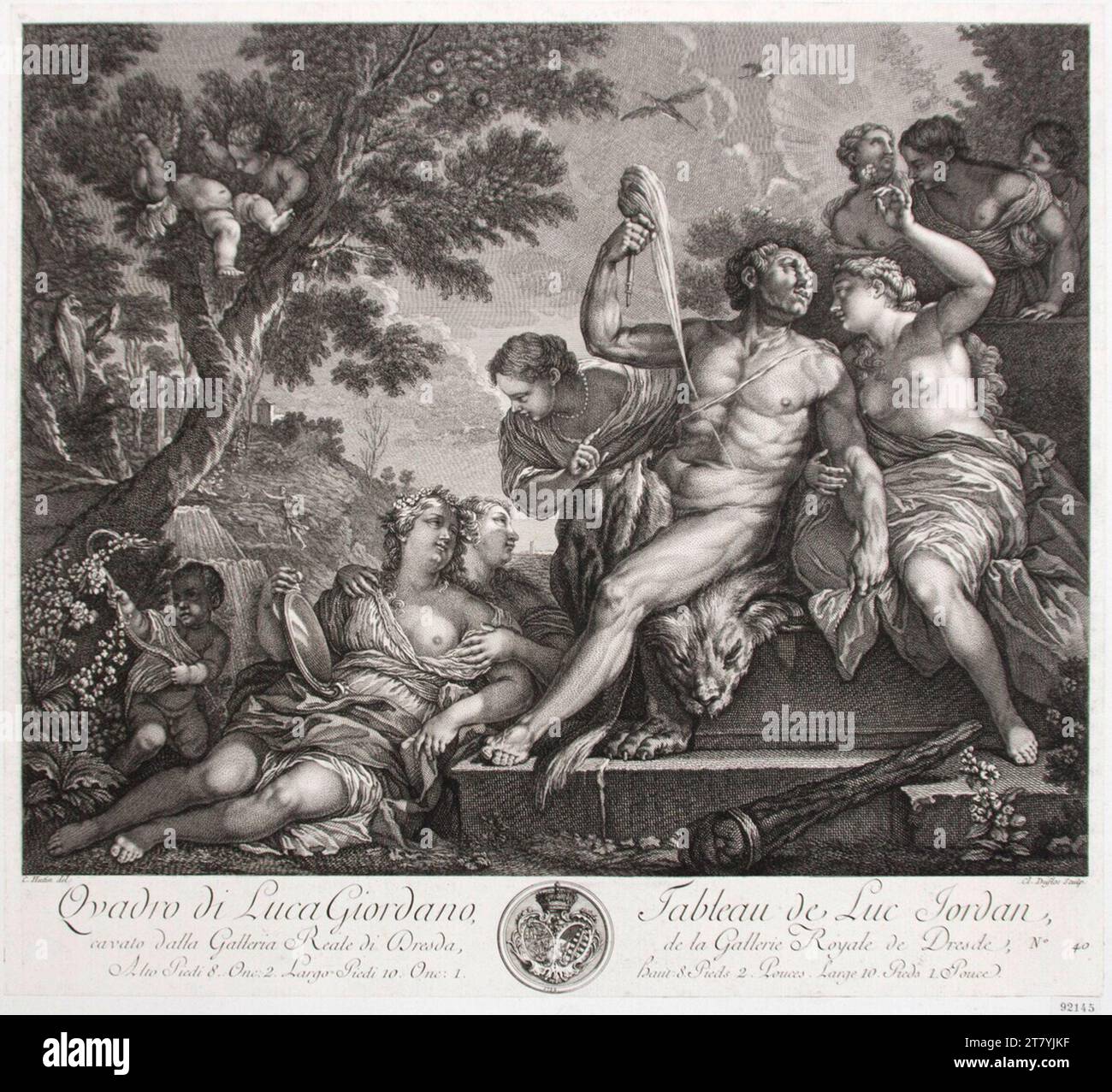 Claude Duflos (Engraver) Hercules and Omphale. Copper engraving ...