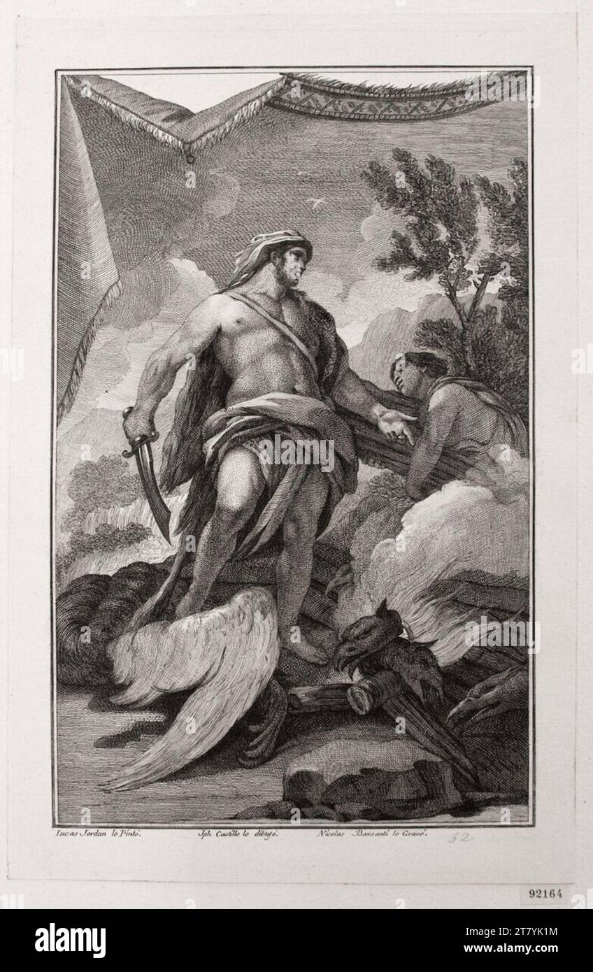 Luca Giordano Hercules and the Hydra from Lerna. Copper engraving ...