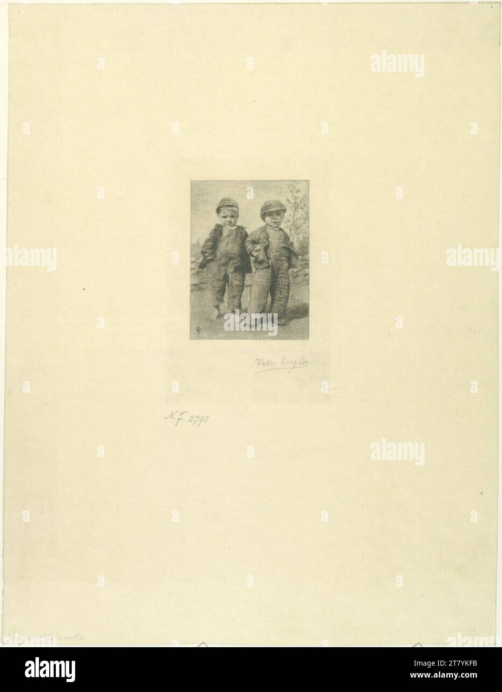 Walter Ziegler Youth friends. Etching; Japanese paper 1896 , 1896 Stock ...