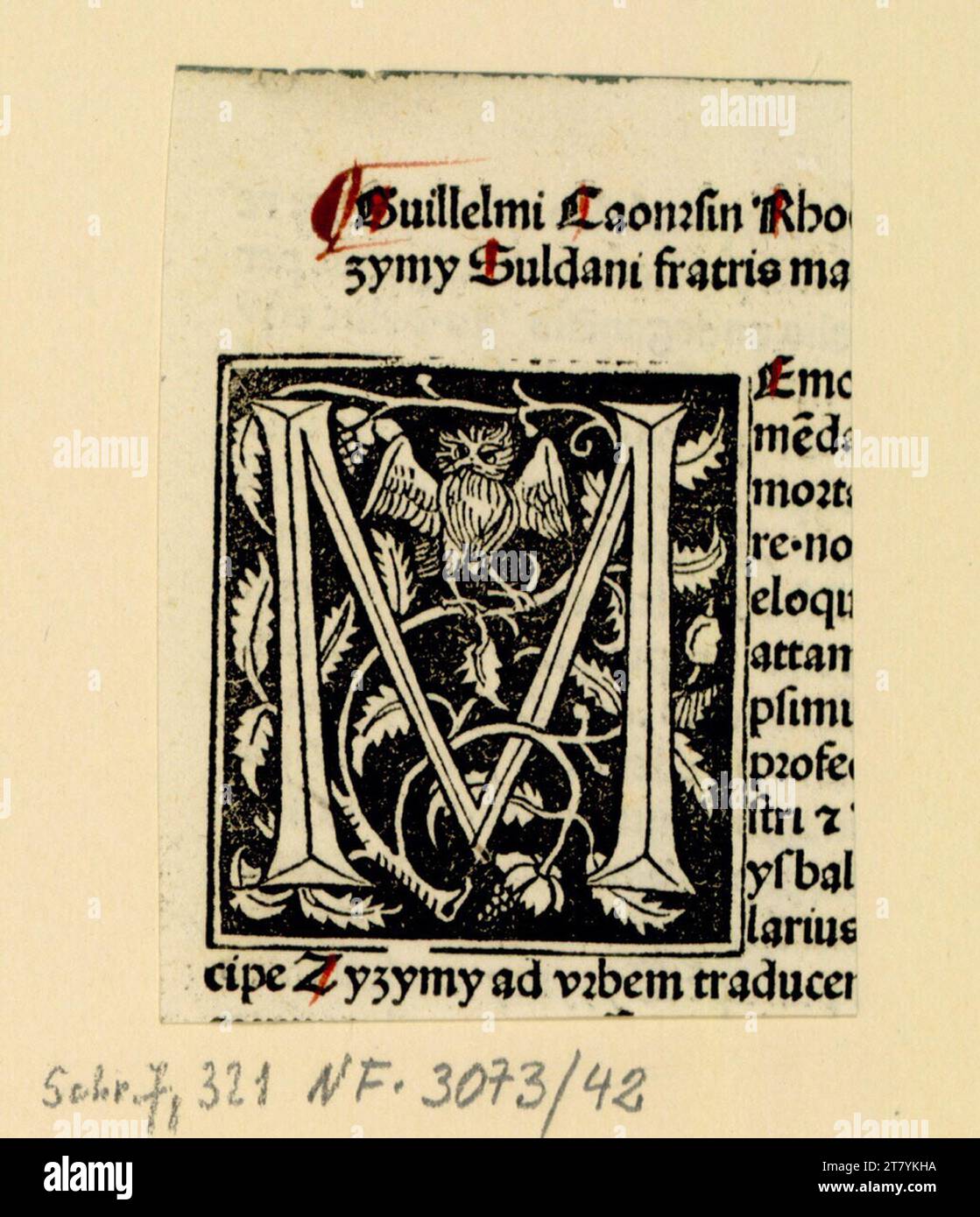 Johann Reger Initial M. Woodcut 1496 , 1496 Stock Photo - Alamy