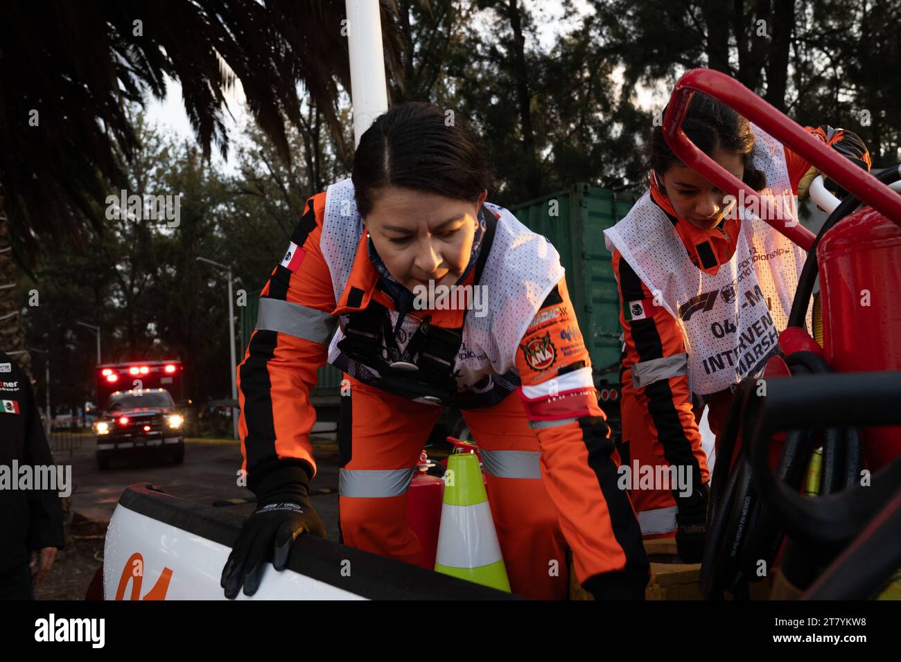 Members of an all female Intervention Fire Rescue Truck team prepare ...
