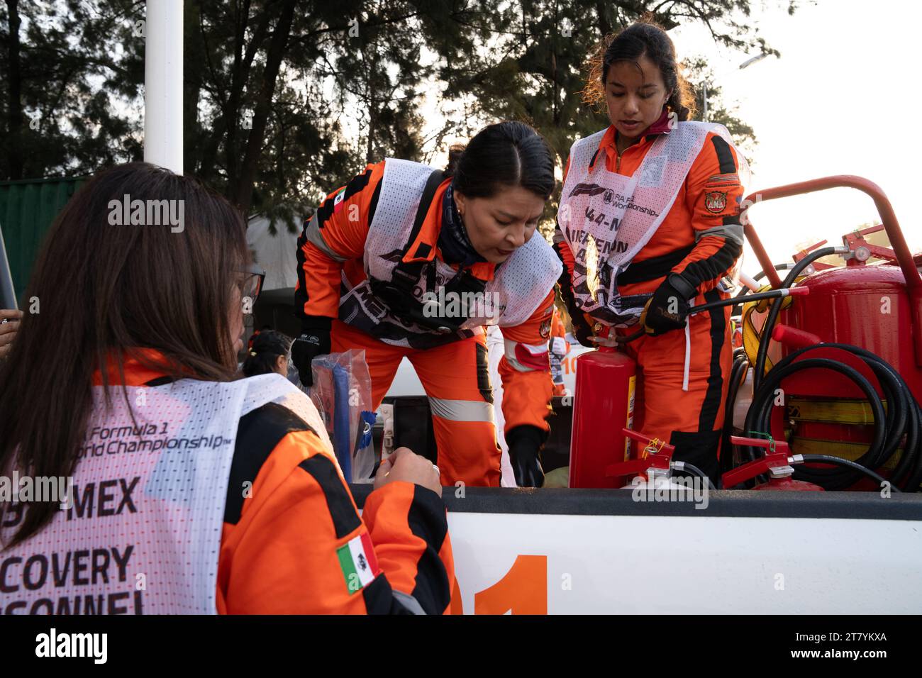 Members of an all female Intervention Fire Rescue Truck team prepare ...