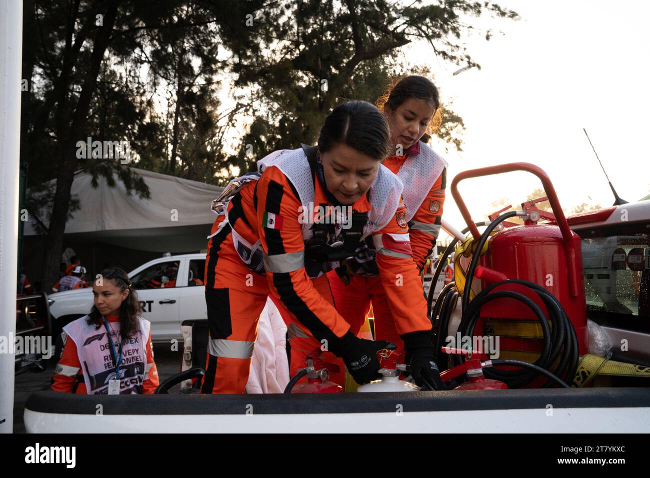 Members of an all female Intervention Fire Rescue Truck team prepare ...