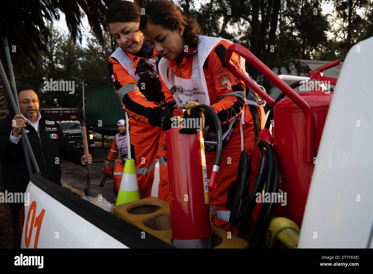 Members of an all female Intervention Fire Rescue Truck team prepare ...