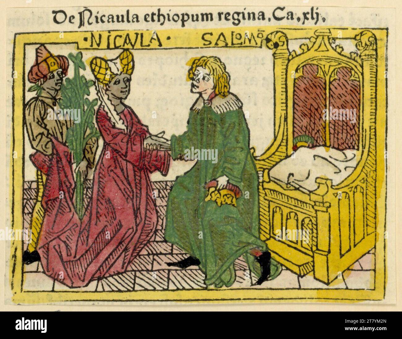 Johann Zainer The Nicaula Ethiopian Queen - Nicaula, Solomon. Woodcut ...