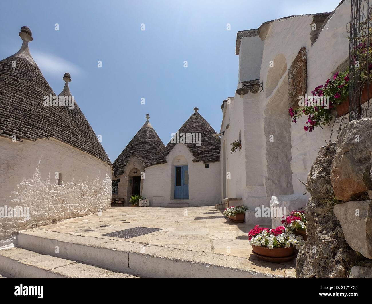 Scenic sight in Alberobello, the famous Trulli village in Puglia ...