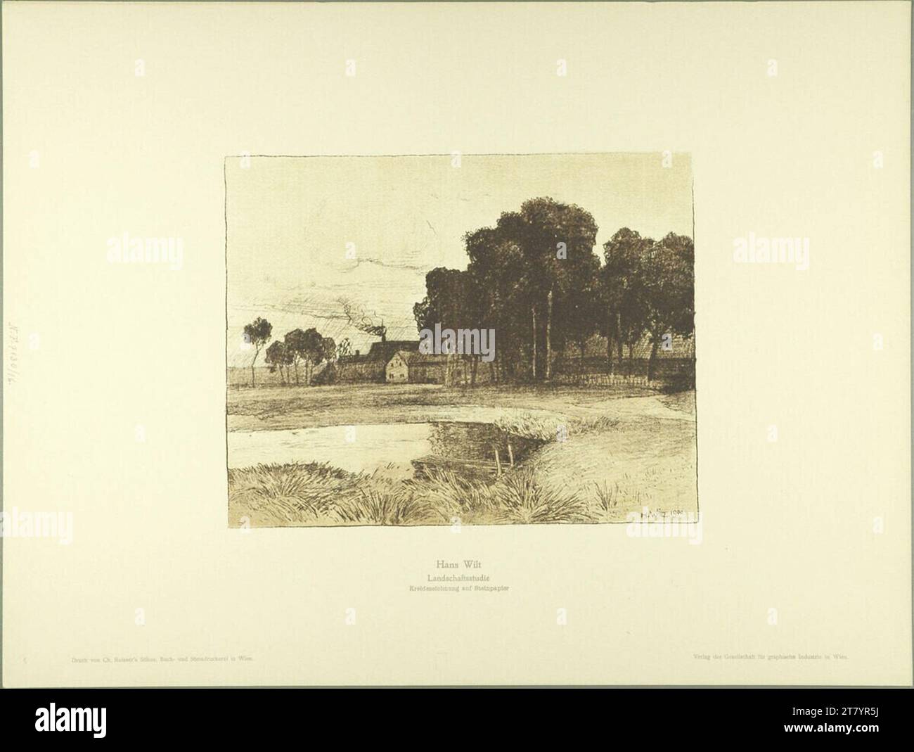 Hans Wilt Viennese artist lithographs; Landscape study. Lithography ...