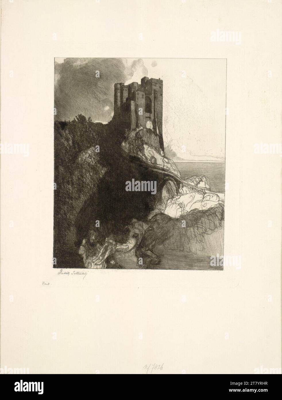 Rudolf Jettmar Castle by the sea. etching 1899 , 1899 Stock Photo - Alamy