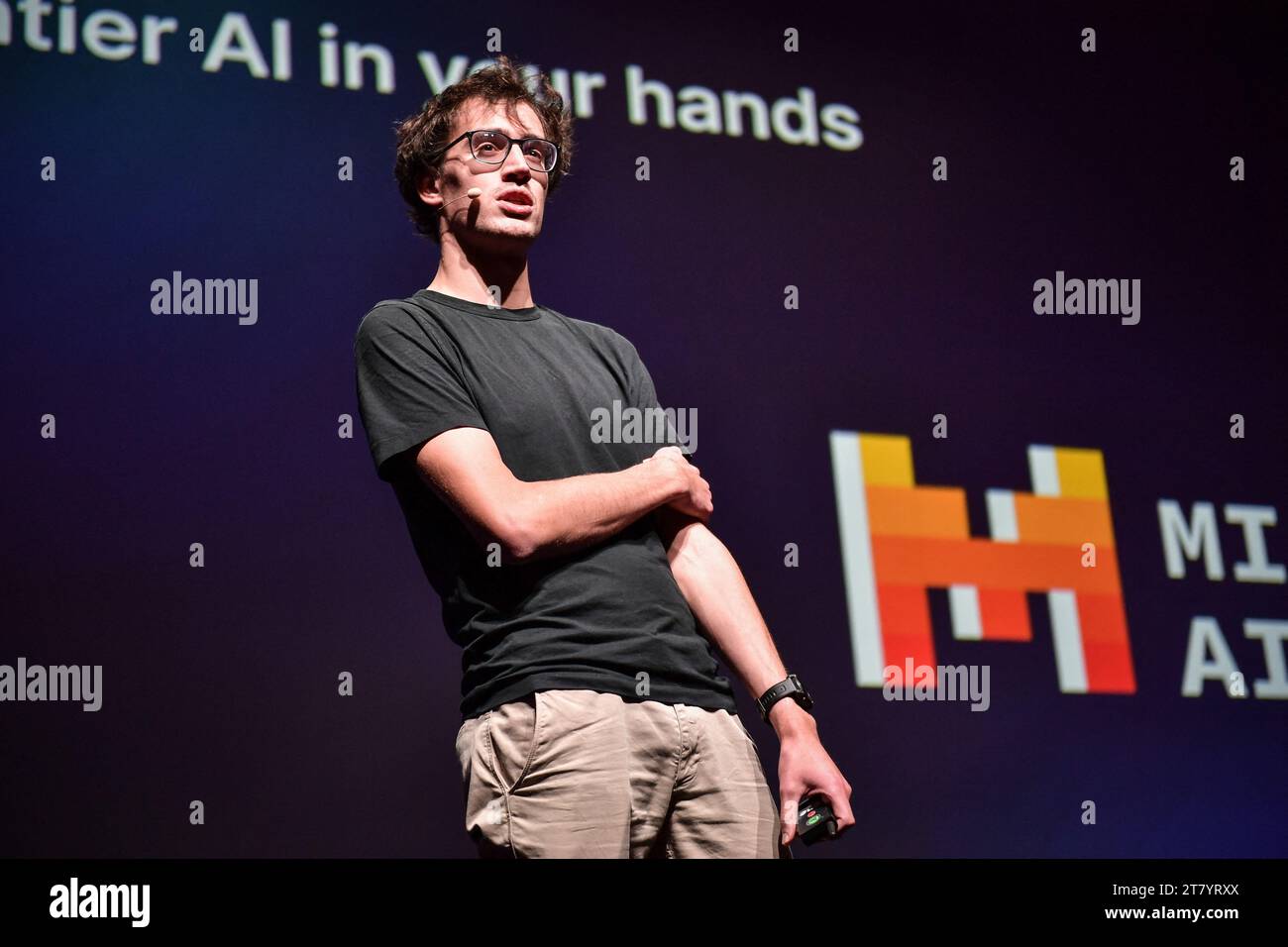 Paris, France. 17th Nov, 2023. Co-founder and CEO of Mistral AI Arthur ...