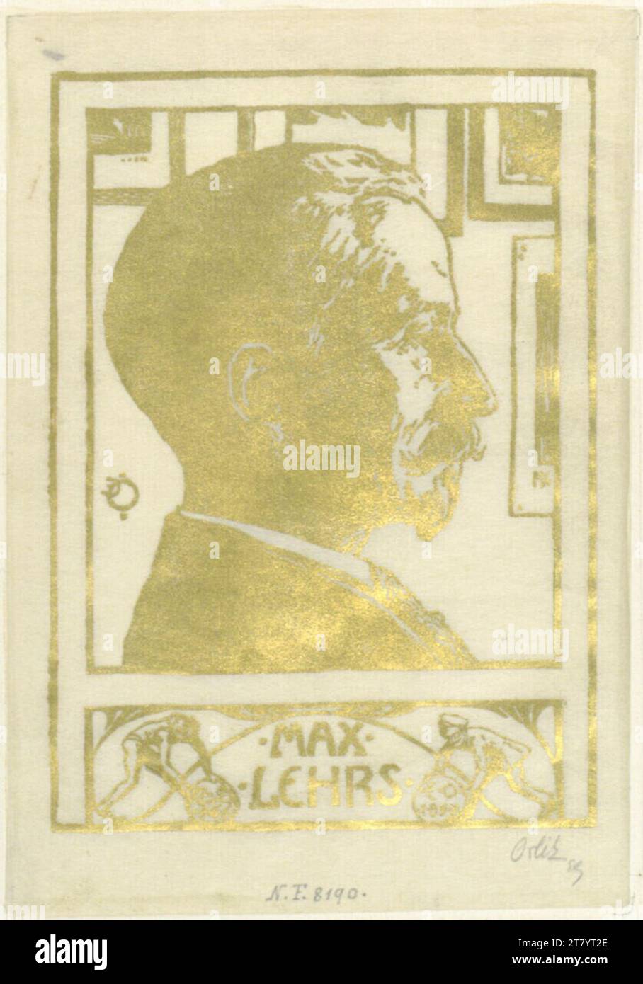 Emil Orlik Exlibris Max Lehrs. Woodcut; in gold; Japanese paper 1899 ...