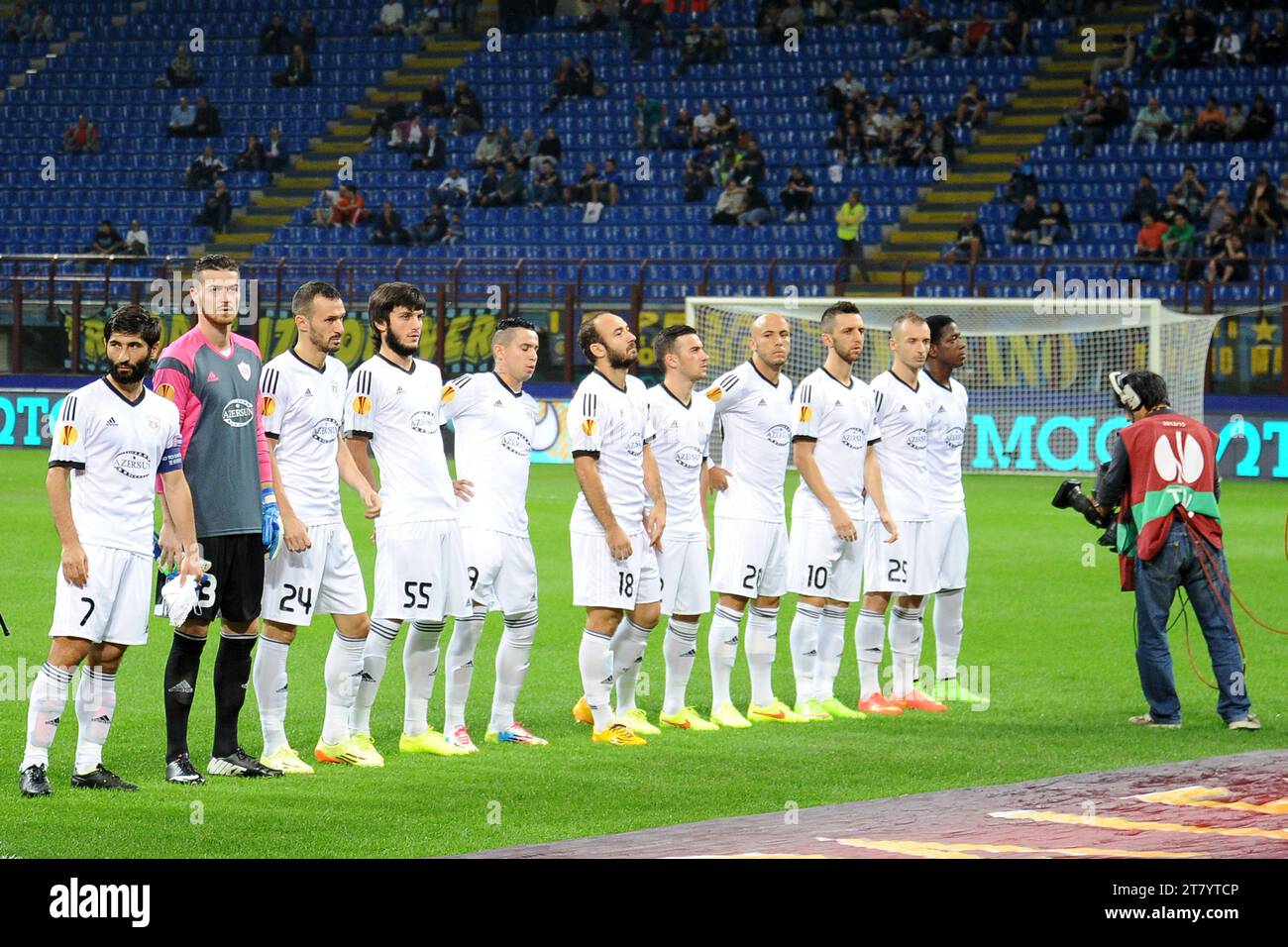 Team of FK Qarabag Agdam line up prior the UEFA Europa League football ...