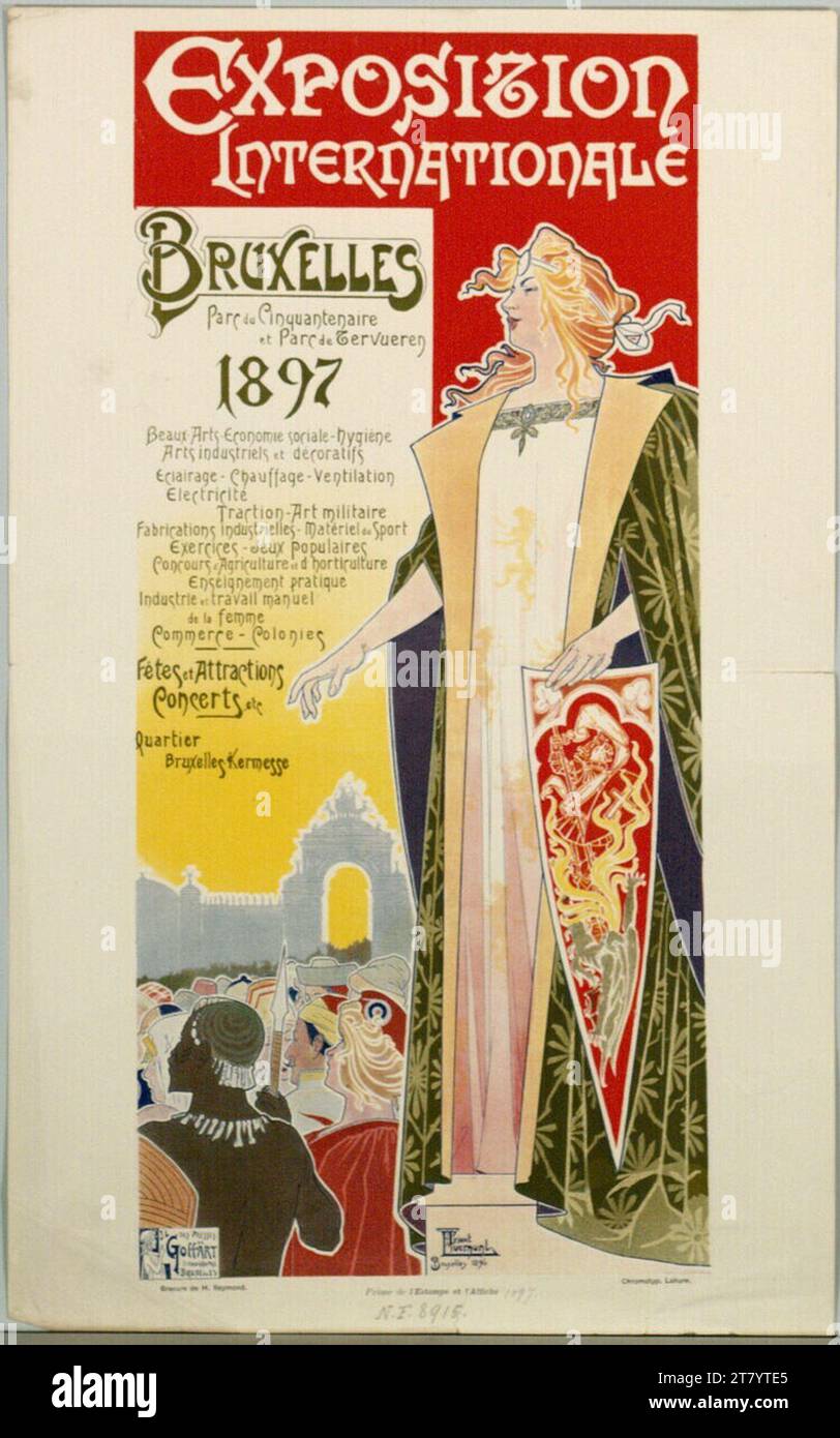 Privat Livemont International exhibition; BRUSSELS; 1897 (print and poster). Flat pressure 1897 ...