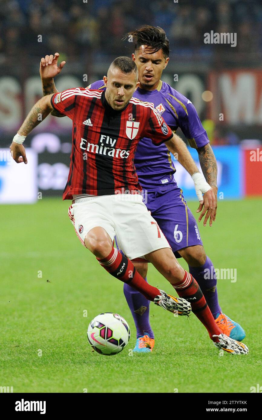 Jeremy Menez of AC Milan and Manuel Vargas of ACF Fiorentina during the ...
