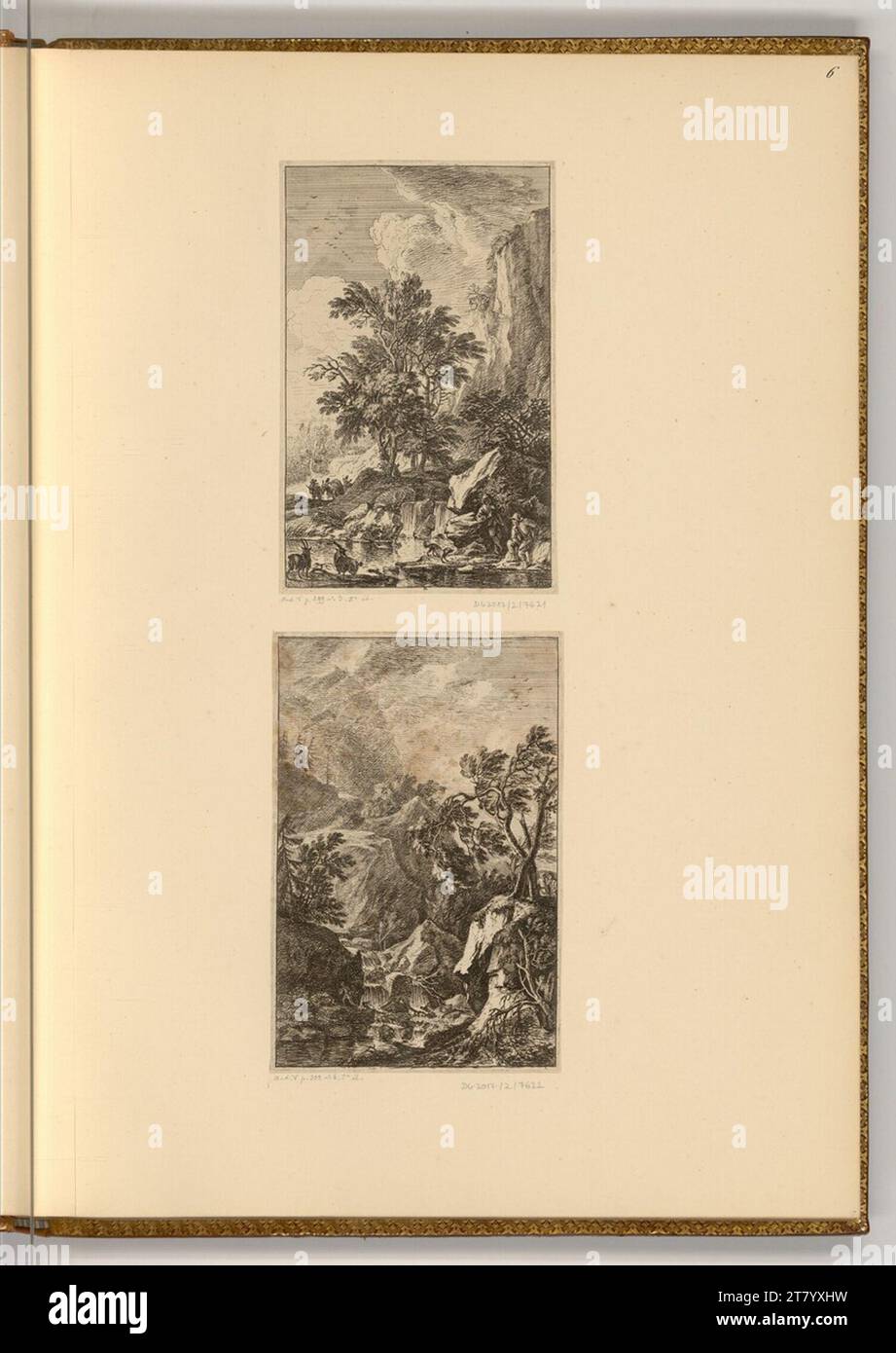 Franz Joachim Beich (Engraver) Landscapes with waterfall. etching 1685 ...