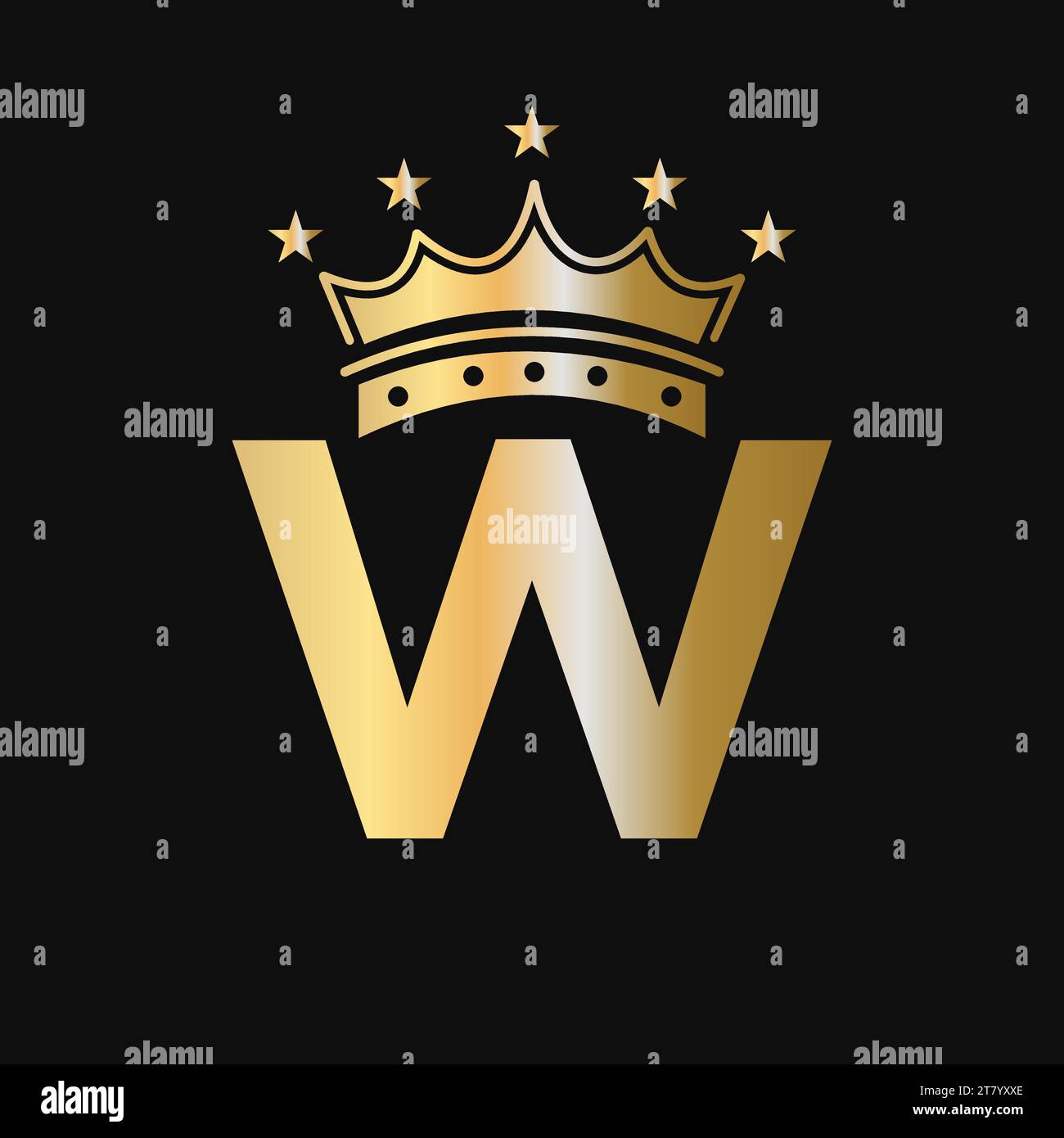 Crown Logo On Letter W With Star Icon. Luxury Symbol Vector Template ...