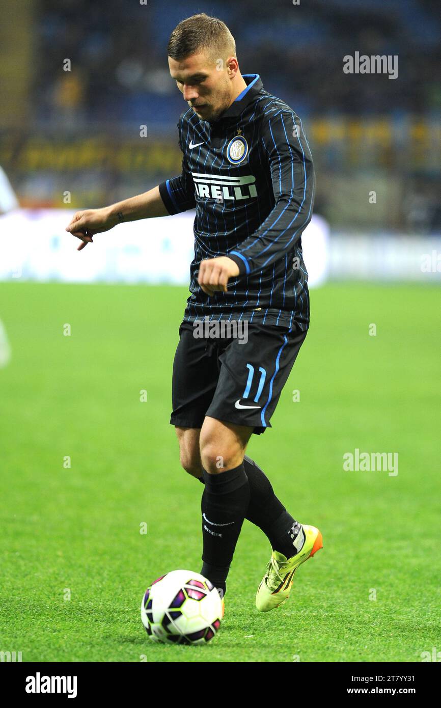 Lucas Podolski of FC Inter Milan in action during the italian ...