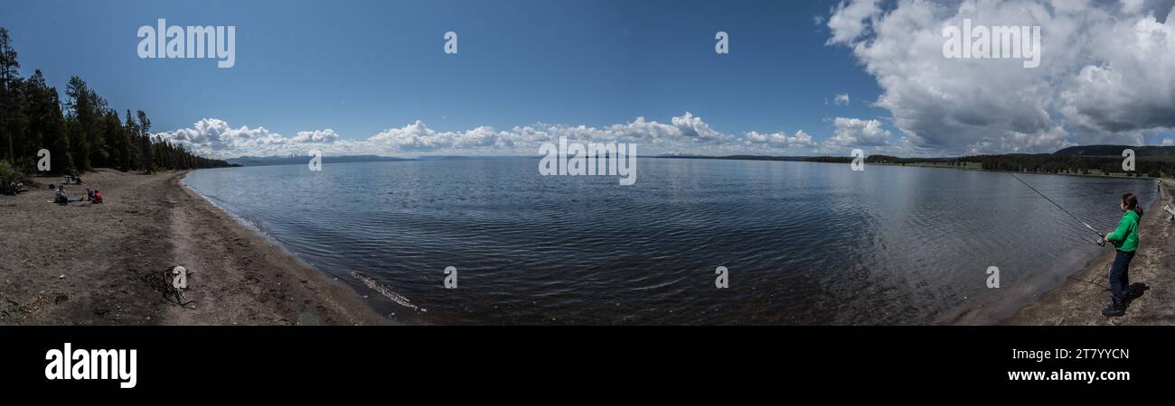 Yellowstone lake Panorama view Stock Photo - Alamy