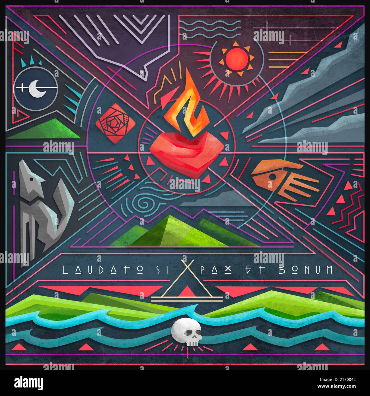 Hand drawn illustration or drawing of nature an indigenous religious ...