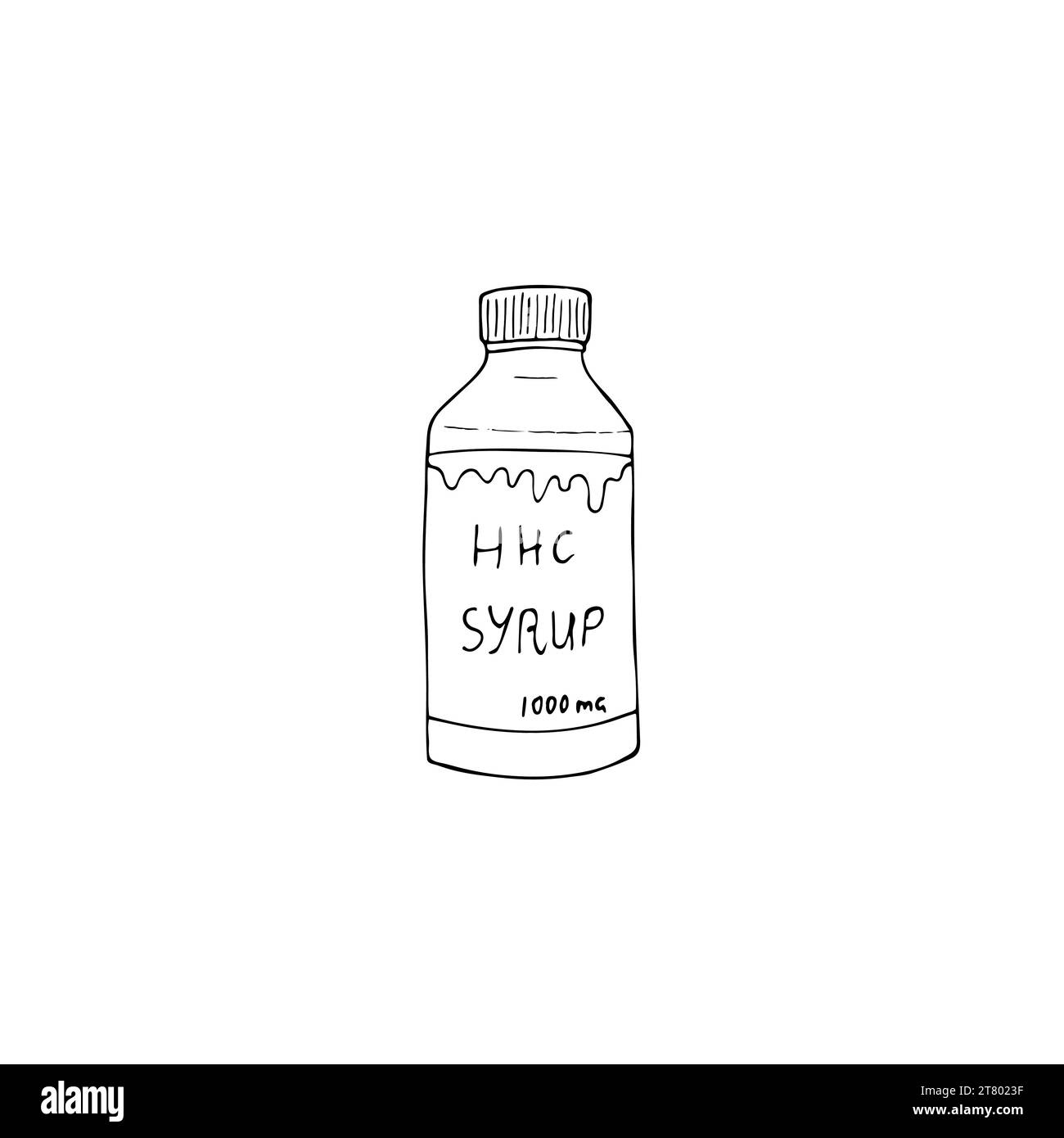 Hand-drawn HHC syrup. Vector illustration isolated on a white ...
