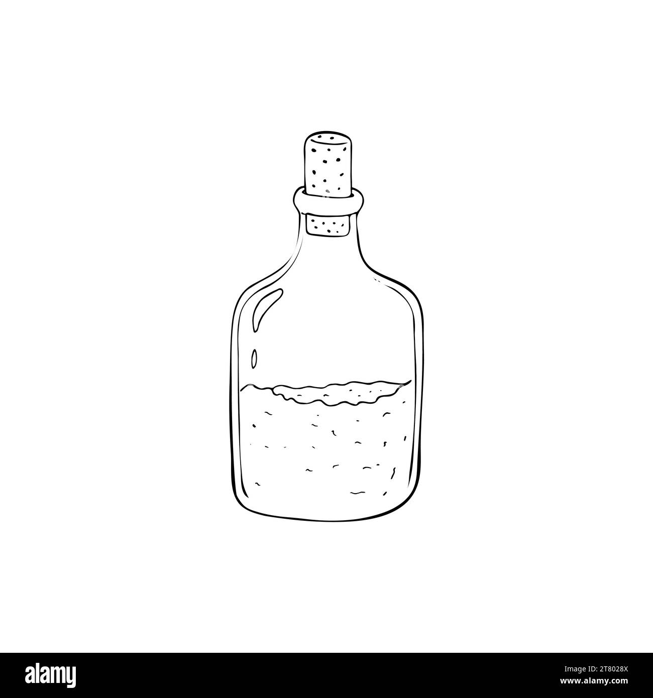 Hand-drawn magic flask with sand, witch bottle, magic potion vector ...