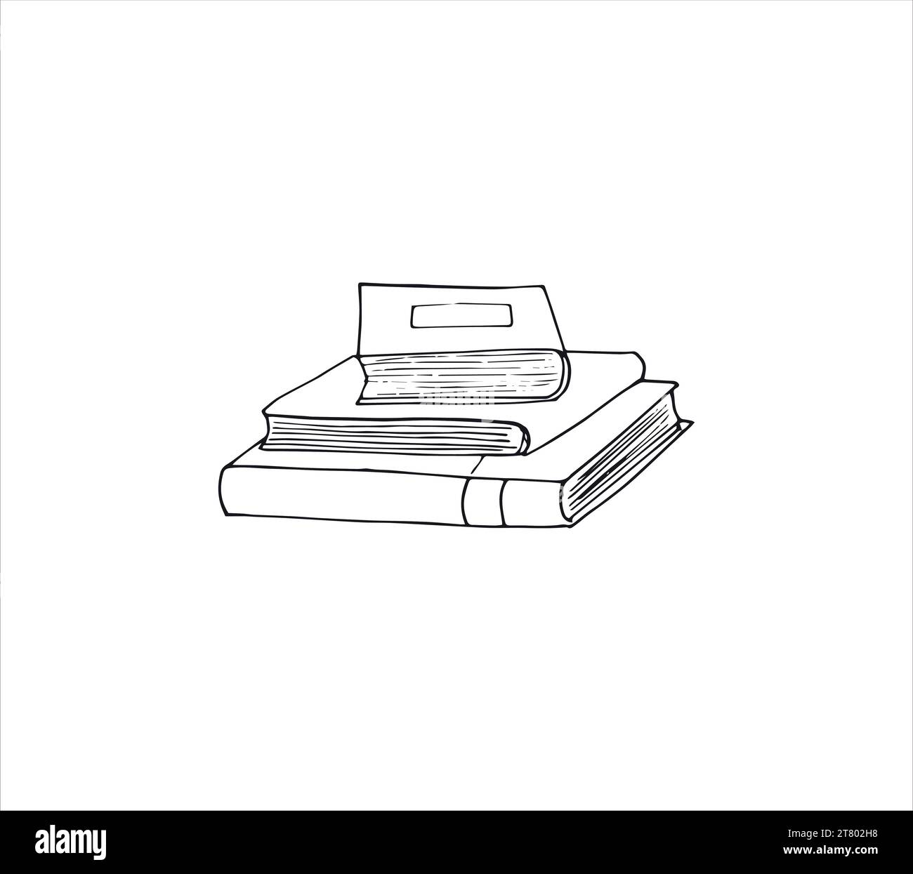 Hand-drawn Pile of books. Vector illustration in doodle style. Isolated ...