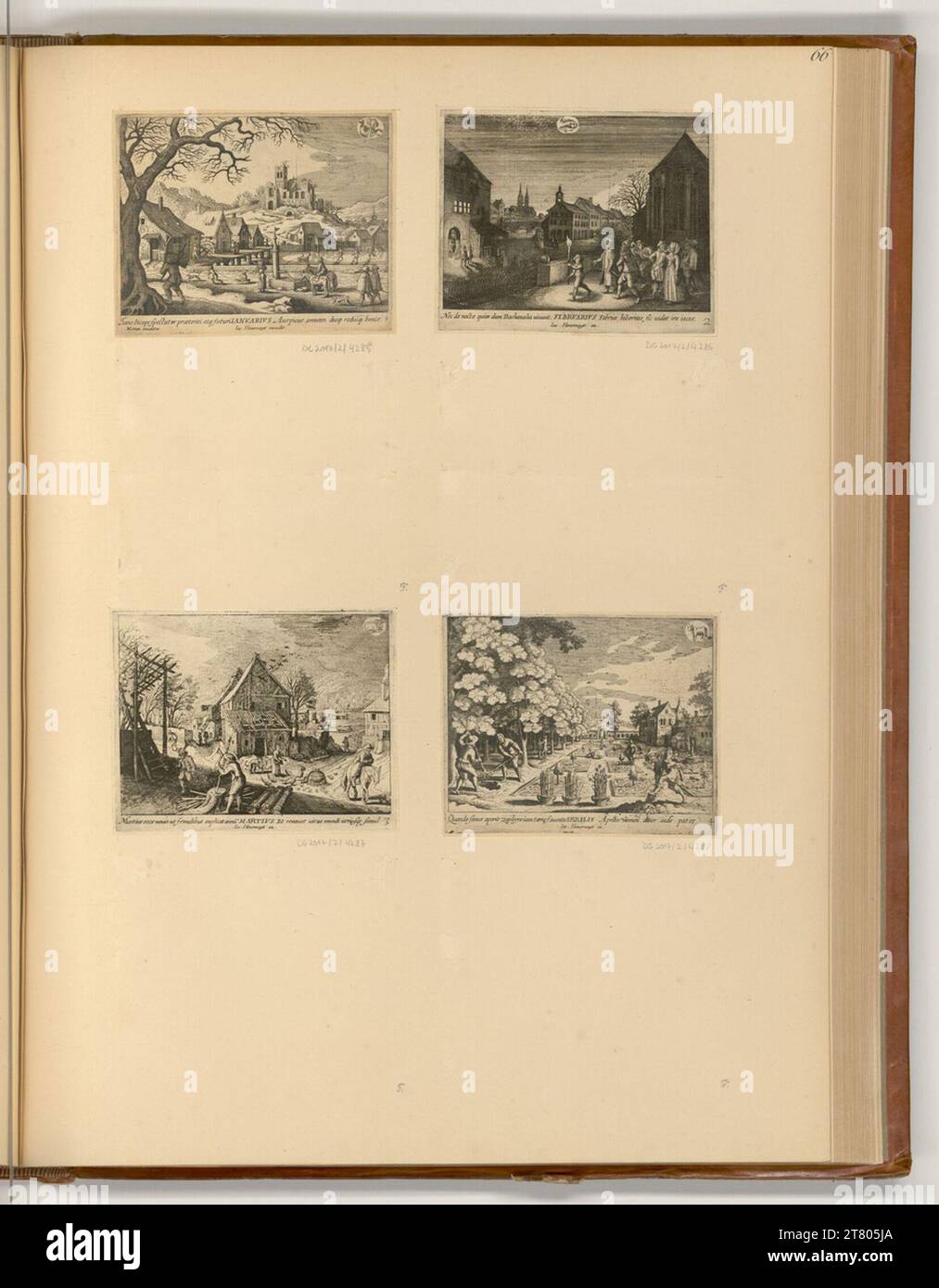 Matthäus Merian der Ältere (Engraver) The twelve months with verses: January - April. etching ...