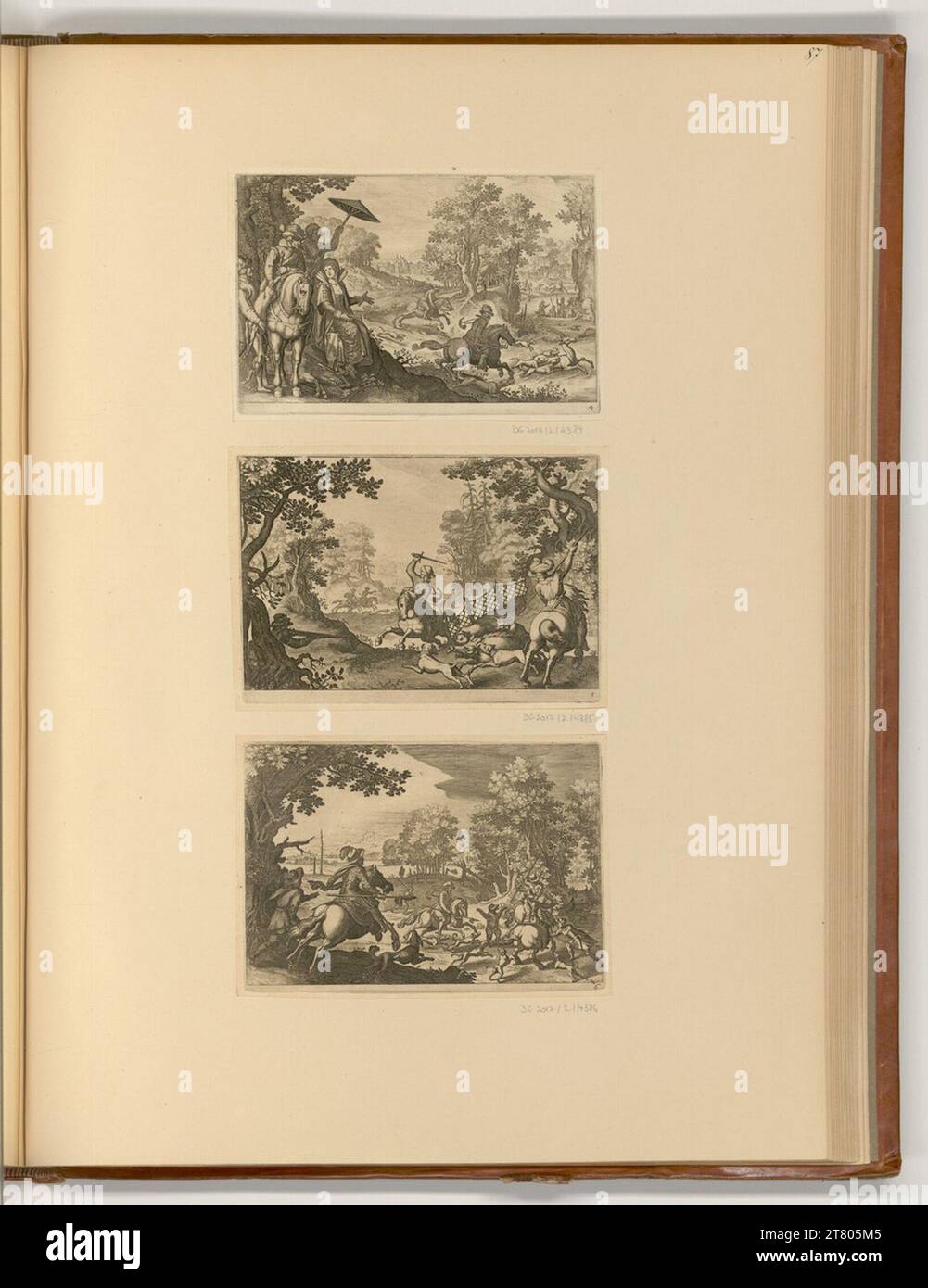 Matthäus Merian der Ältere (Engraver) Hunting scenes. etching 1616-1617 , 1616/1617 Stock Photo ...