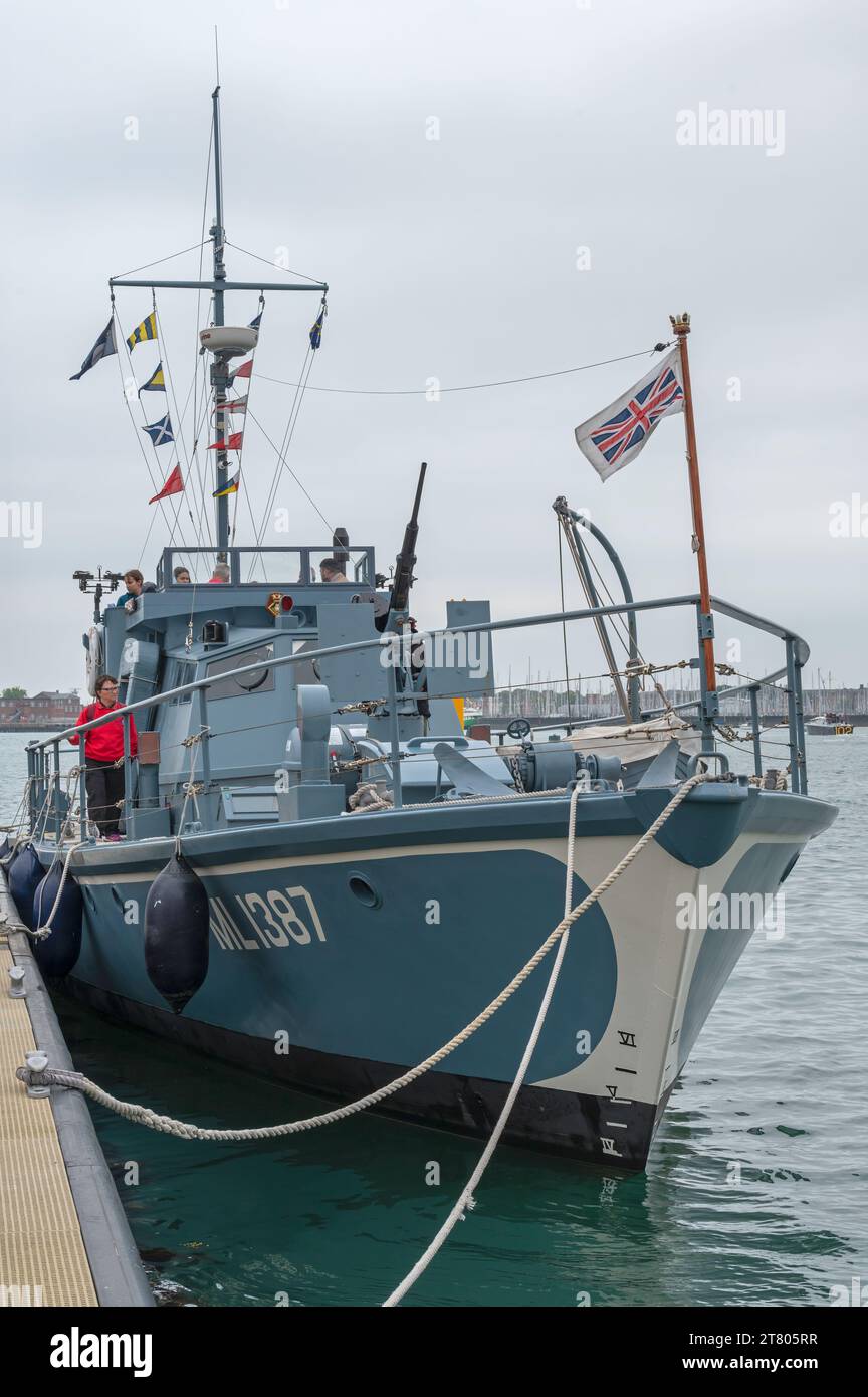 HMS Medusa (ML1387) at her berth in Historic Dockyard in Portsmouth Naval Base, Hampshire ...