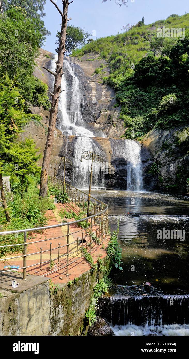 Beautiful scenic view of kodaikanal silver cascade water falls. Located ...