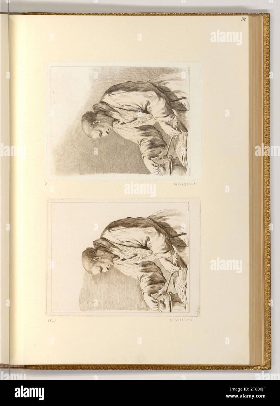 Johann Adam von Bartsch (Engraver) Standing priest in a half -figure in ...