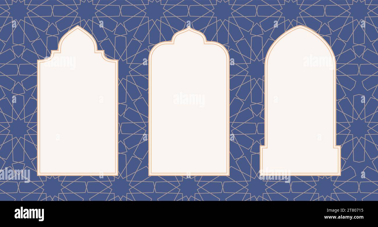Islamic arc, window, door, frame. Ramadan kareem outline arches. Mosque ...