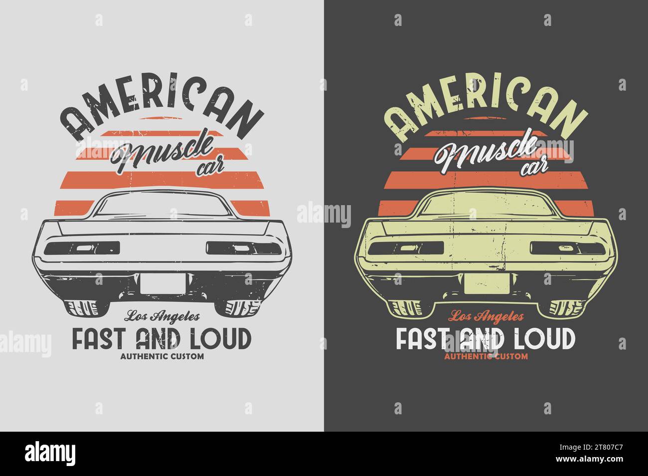 American Muscle Car Vector T-Shirt Design. Vintage classic car black ...