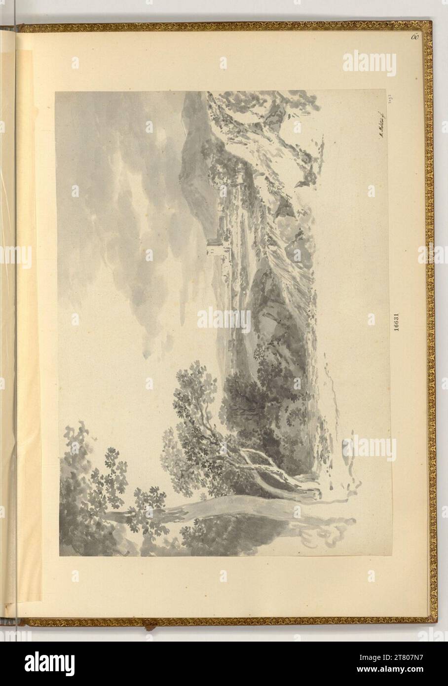 Martin von Molitor Landscape and Roman bridge. Pencil; Paint brush; ink ...