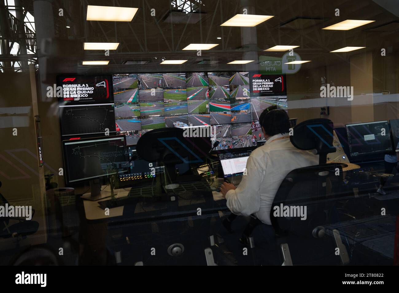 The race control tower has video footage from around the track allowing ...