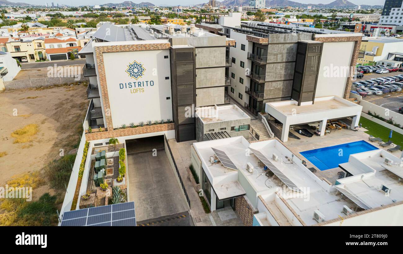 Distrito Lofts departmental building in Hermosillo Sonora, Aerial view ...