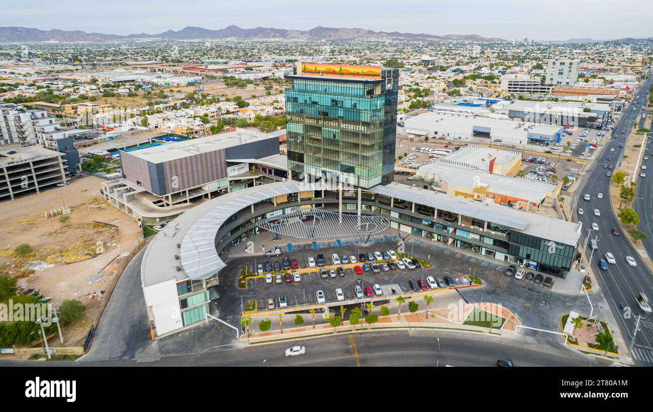 Commercial building, offices and Andenes Hermosillo mall. Mall. Aerial ...