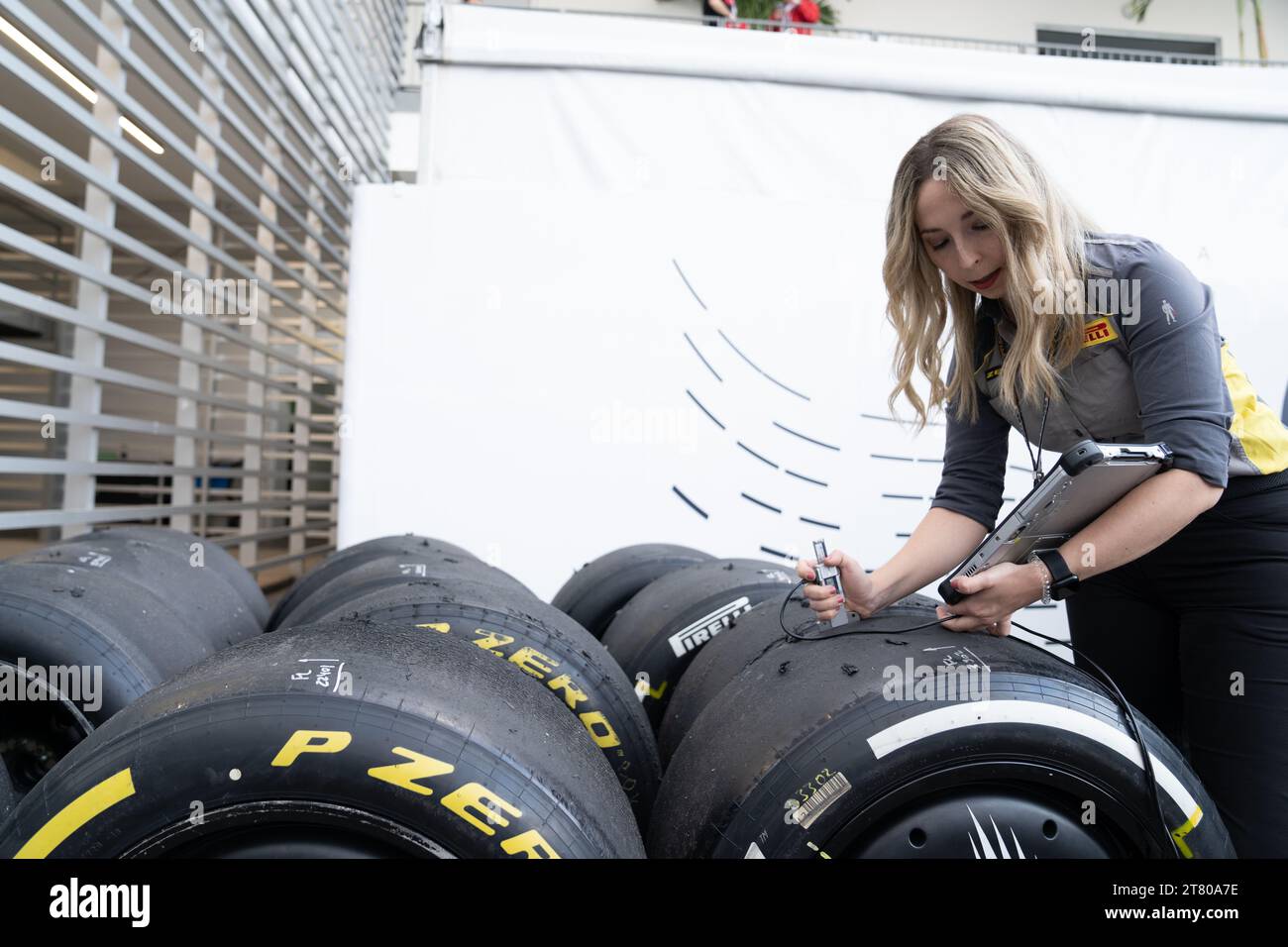 Pirelli’s engineers scrape down the tyres, marking each one by driver ...
