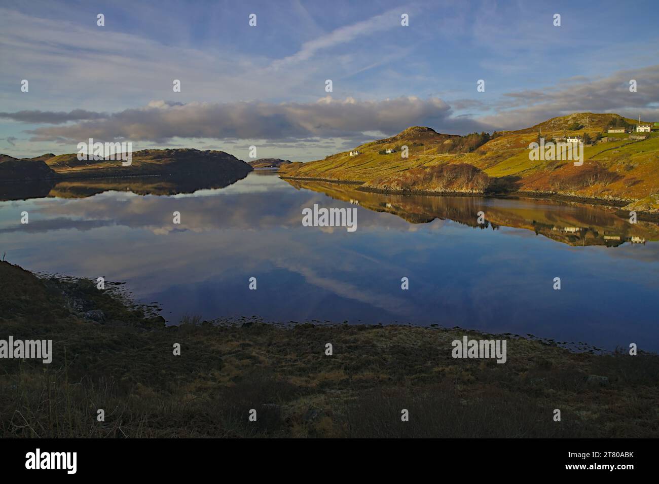 Reflection on Loch Inchard, Sutherland North West Scotland, UK Stock ...