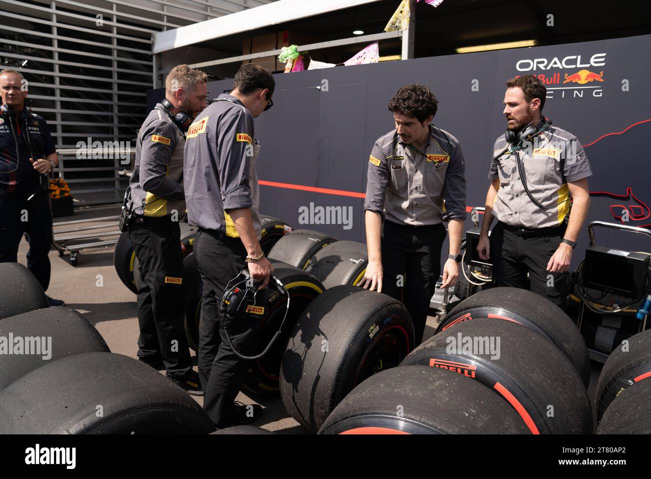 Pirelli’s engineers scrape down the tyres, marking each one by driver ...