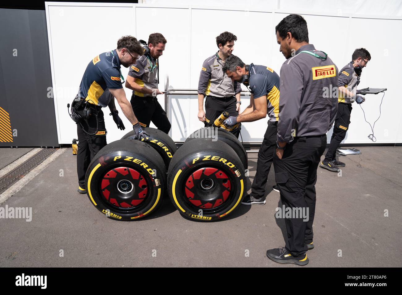 Pirelli’s engineers scrape down the tyres, marking each one by driver ...