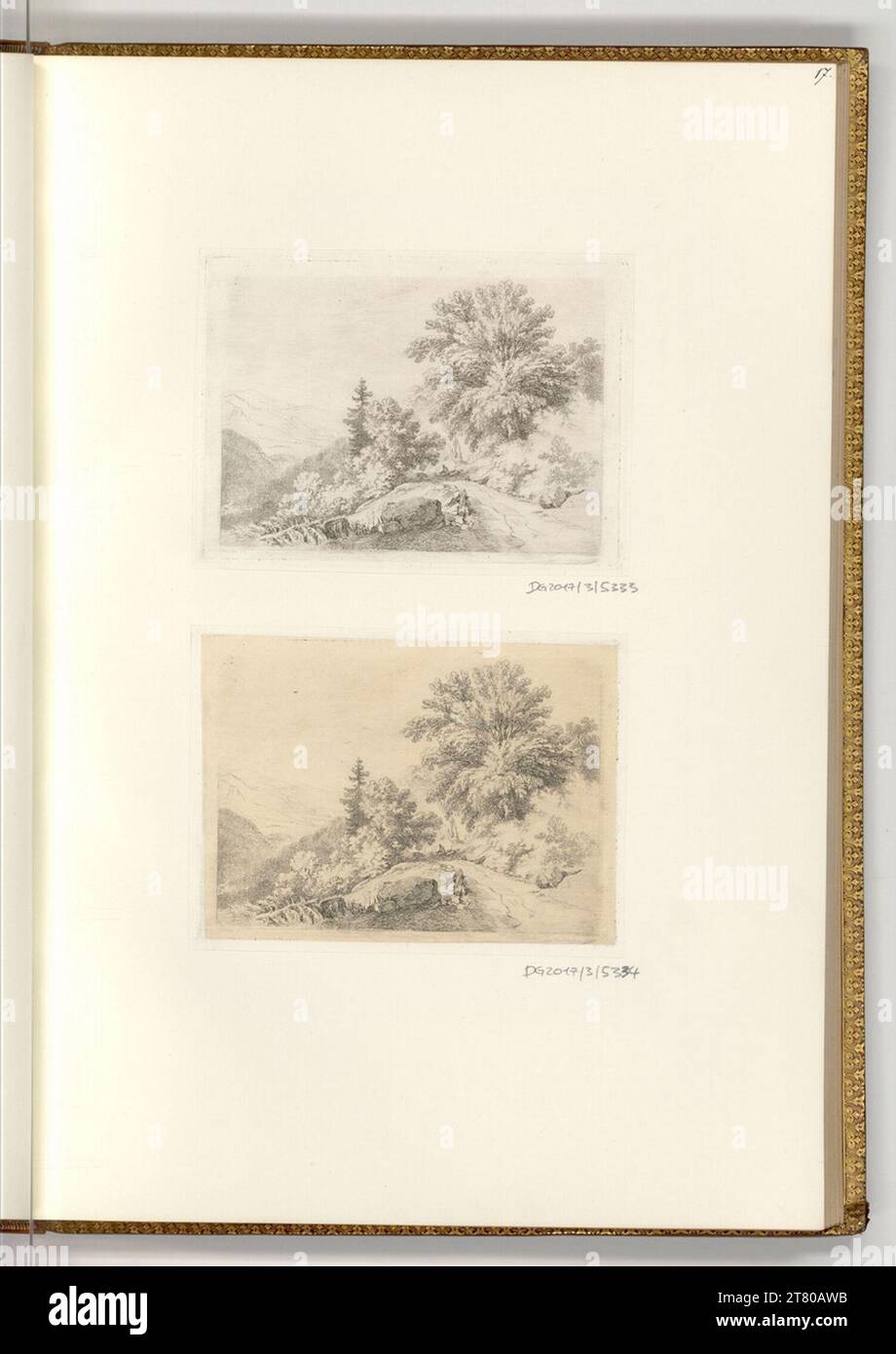 Joseph Mössmer (Engraver) Hilly landscape with path. etching 1800-1845 ...
