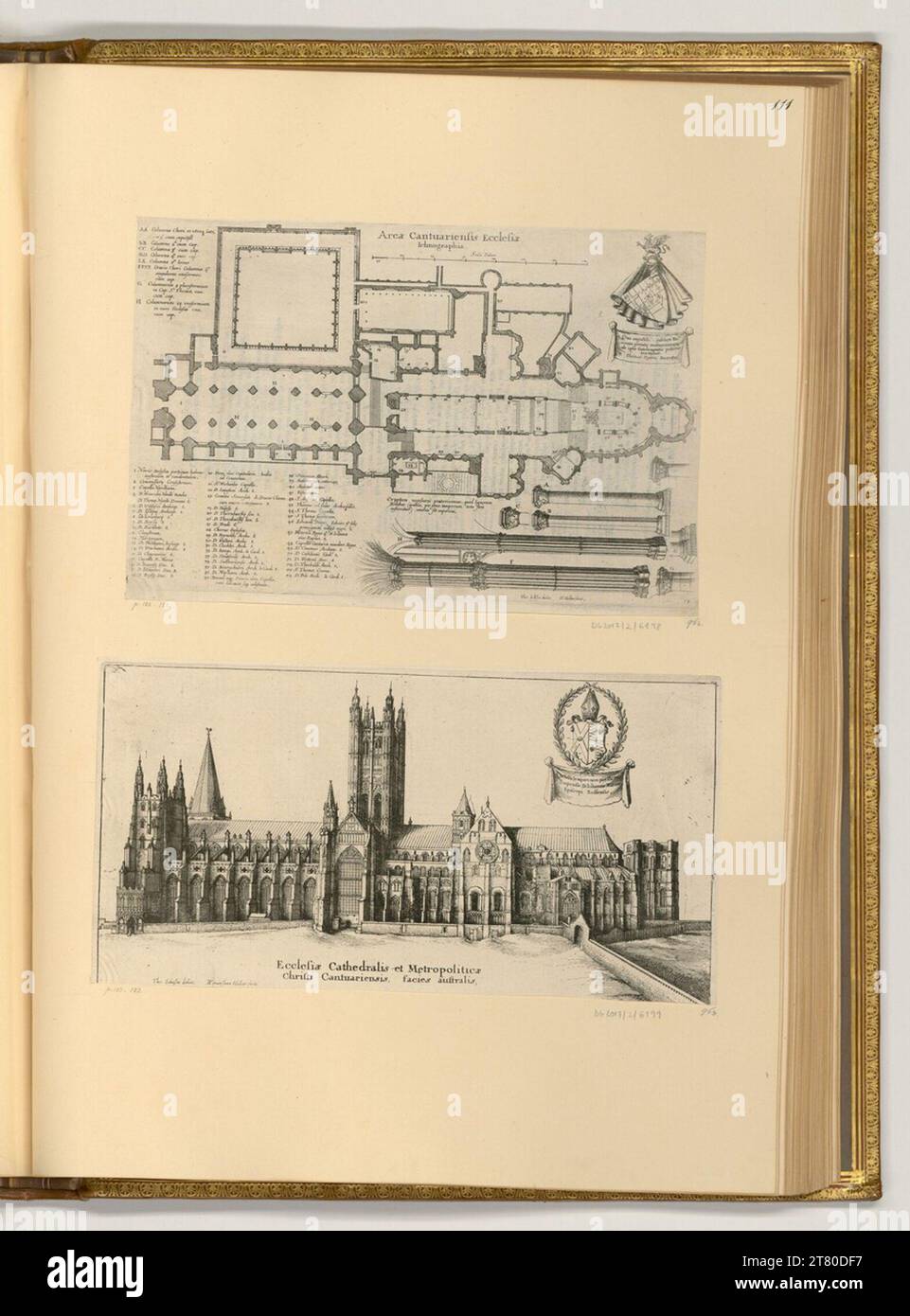 Wenzel Hollar (Engraver) Cathedral of Canterbury, floor plan and facade ...