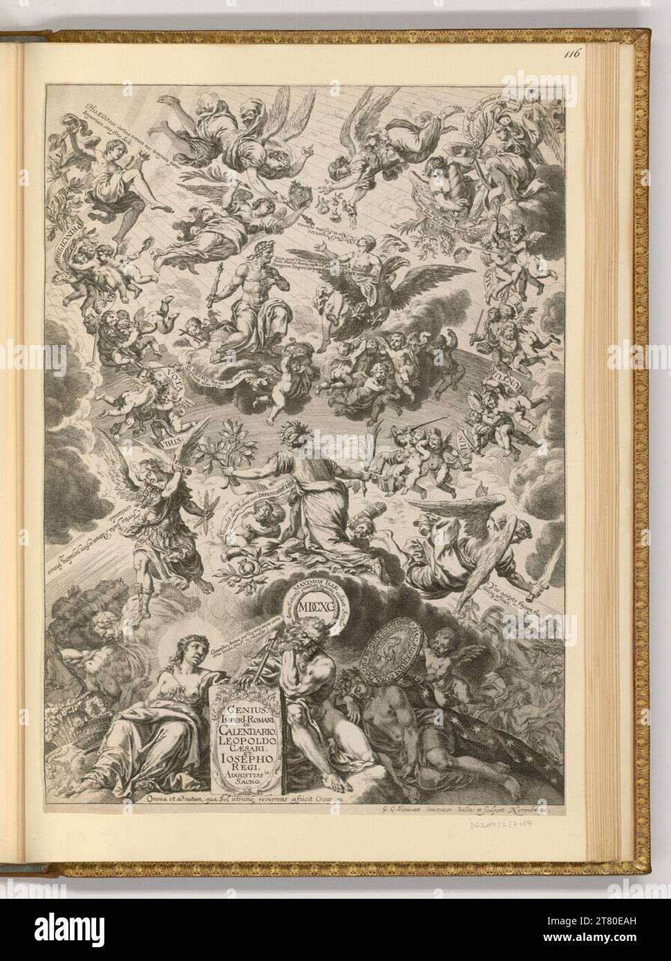 Georg Christoph Eimmart (The Younger) Allegory to fame Leopold I .. etching 1653-1705 , 1653/ ...