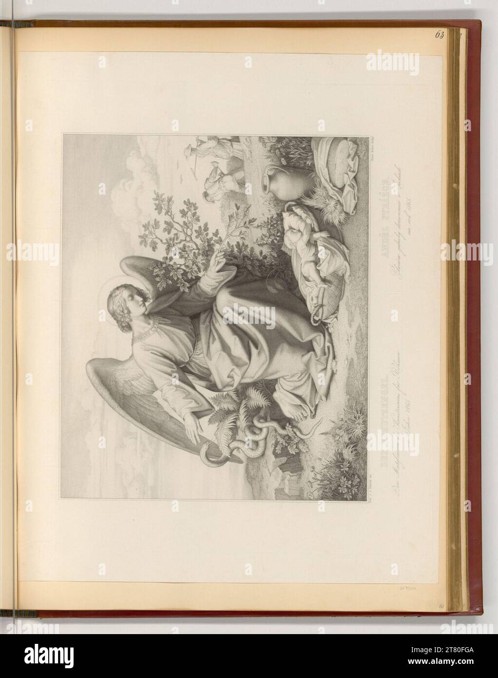 Josef von Führich The Guardian angel. Steel engraving 1865 , 1865 Stock ...