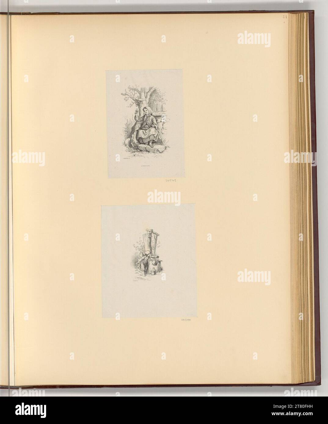 Oscar Pletsch Scenes with children. Wooden stitch 1876 , 1876 Stock ...