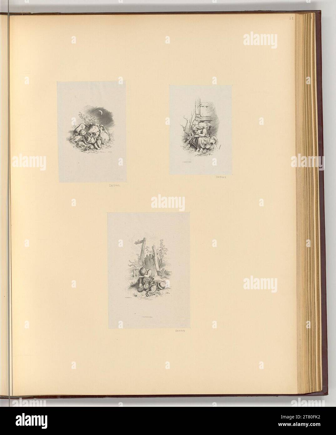Oscar Pletsch Scenes with children. Wooden stitch 1874; 1876 Stock ...