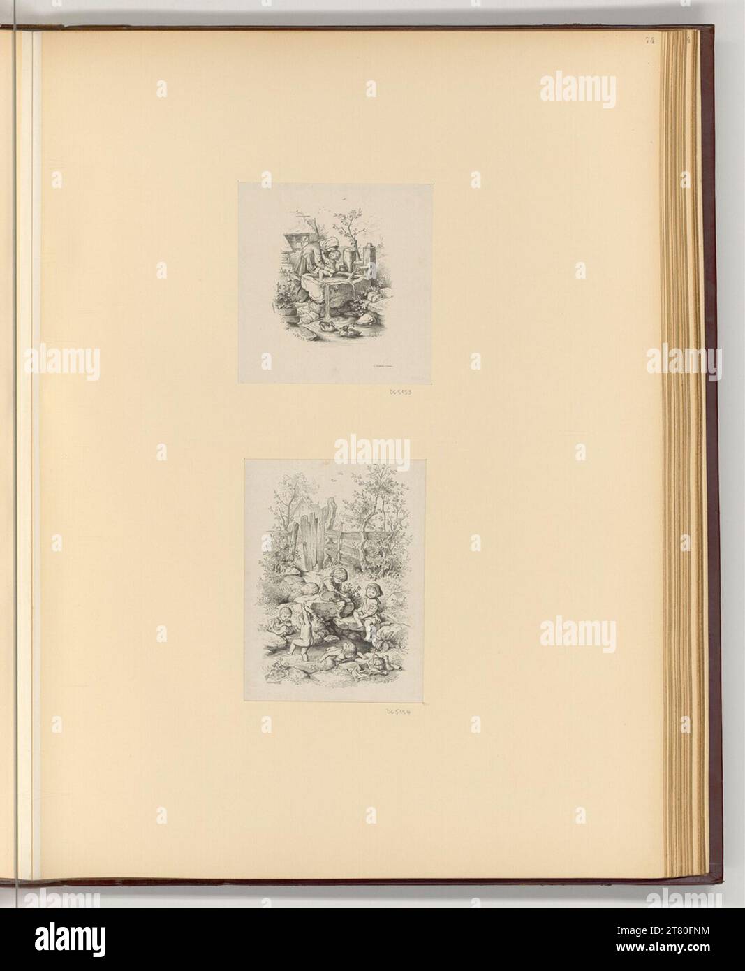 Oscar Pletsch Scenes with children. Wooden stitch 1870; 1874 Stock ...