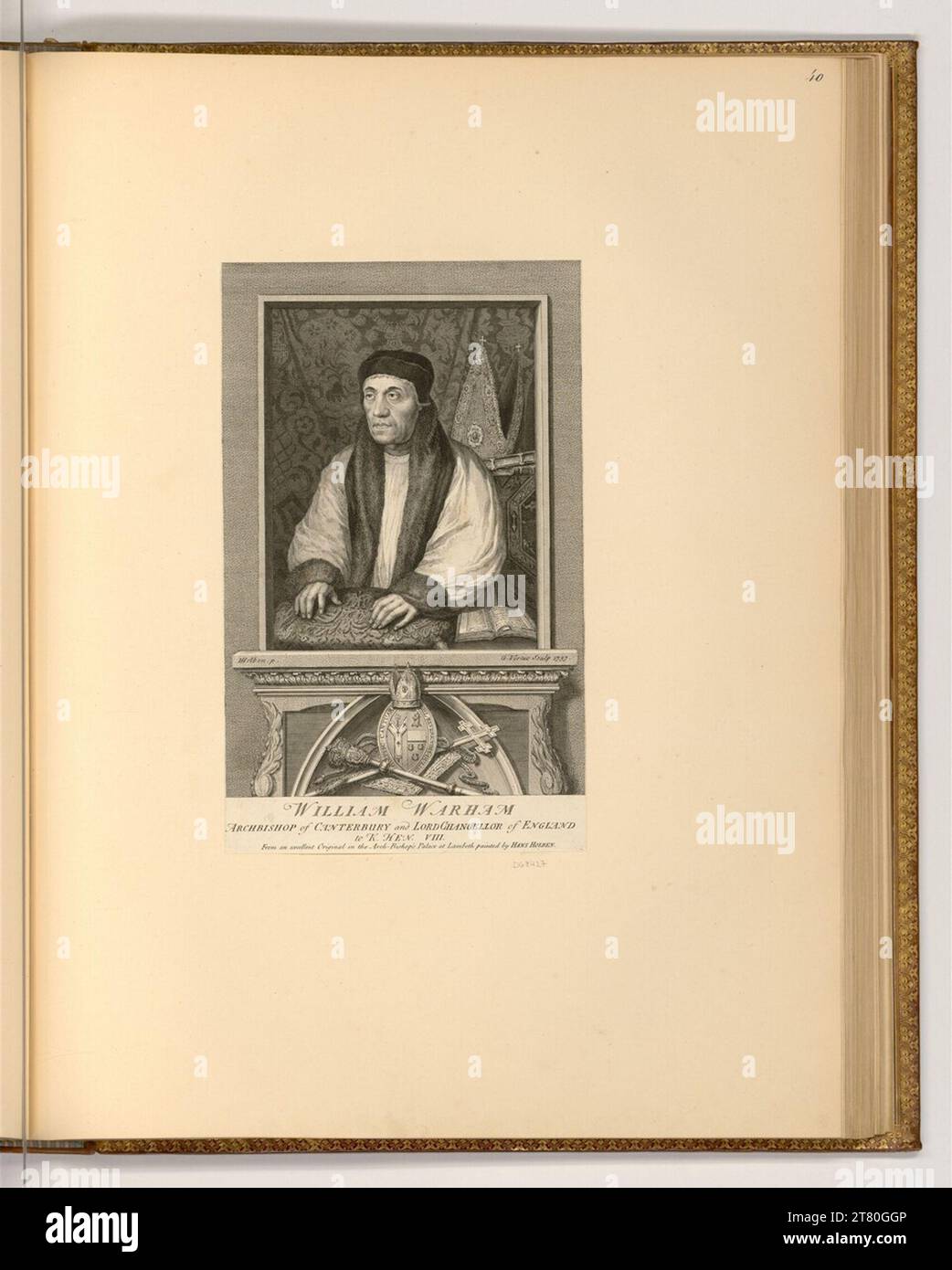 Hans Holbein d. J. Portrait William Warham. etching 1737 , 1737 Stock ...