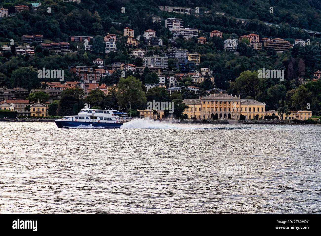 Ferry on Lake Como in Como town Stock Photo - Alamy