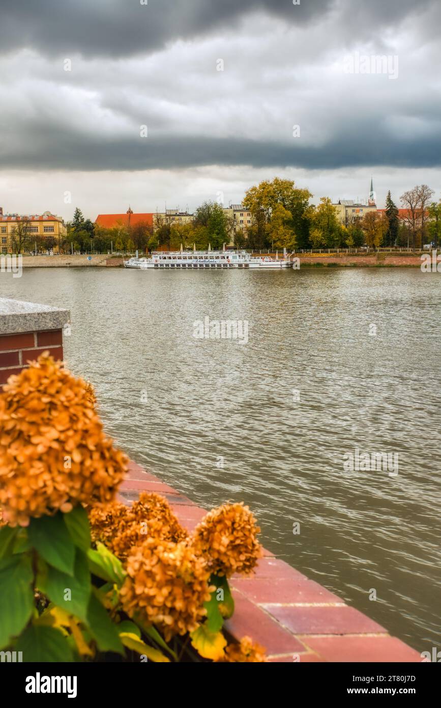 Wratislavia floating restaurant on the the Oder (Odra) River from ...